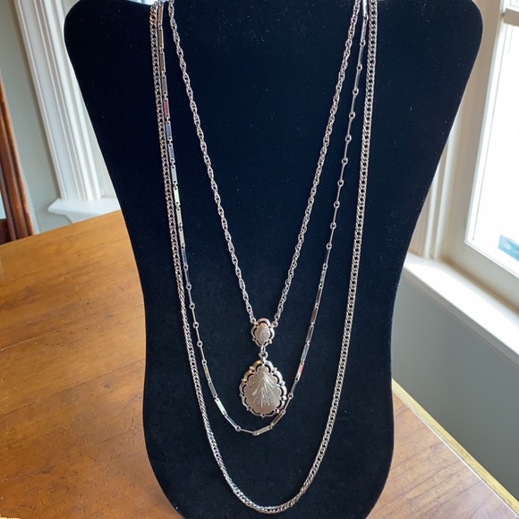 Jewelry | Vintage Silvertone 3 Chain Waterfall Necklace | Poshmark